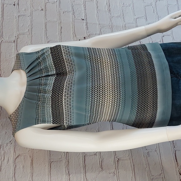 Calvin Klein | Tops | Calvin Klein Pattern Blue Pleat Neck Tunic Ck ...